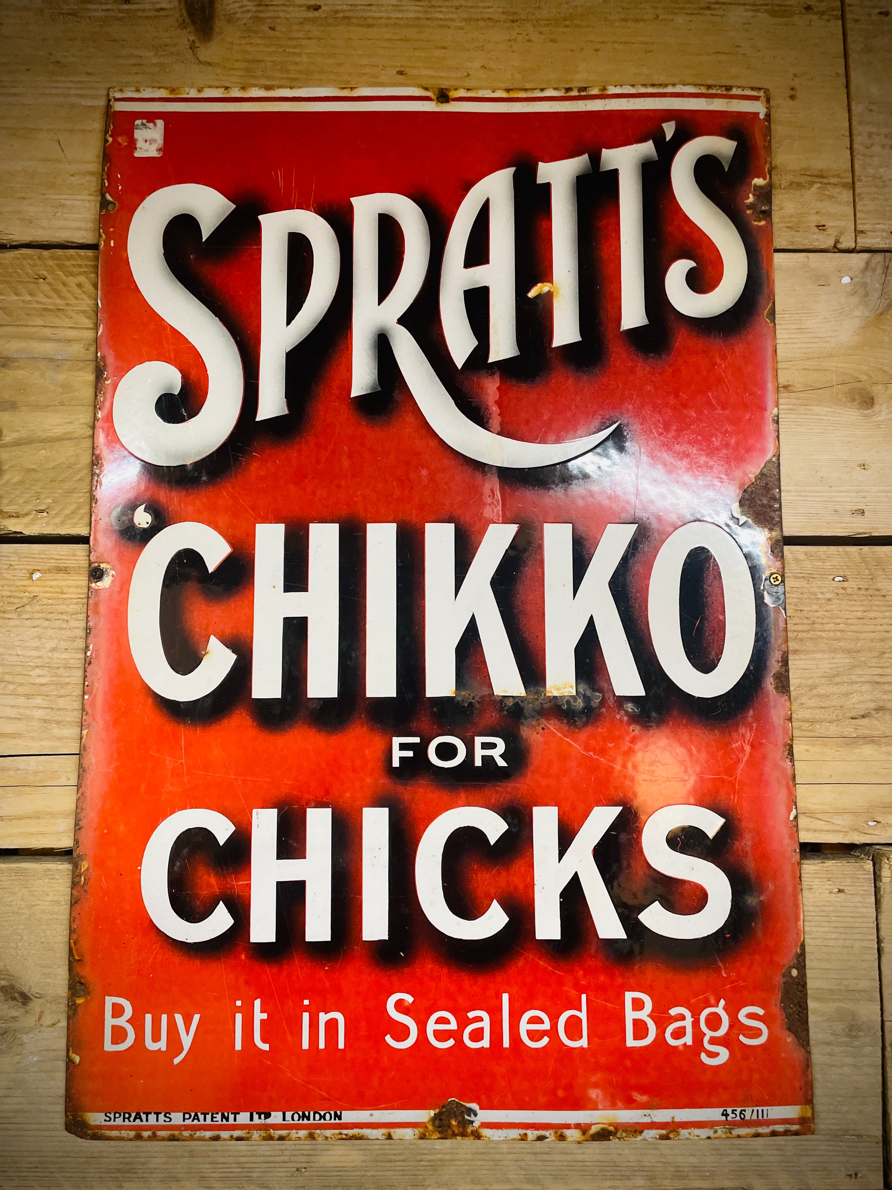 Spratts Enamel Sign - Stax Reclamation